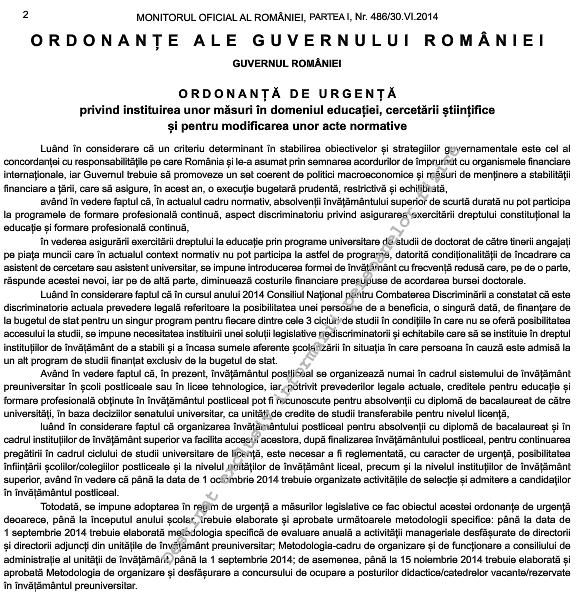 Ordonanta de Urgenta care modifica Legea Educatiei a fost publicata in ...