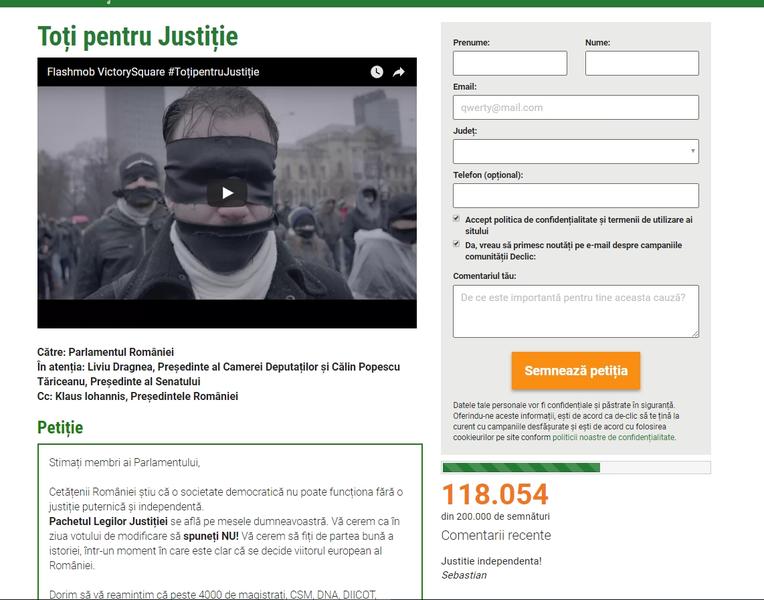 Petitie online pentru stoparea modificarilor legilor Justitiei si a ...