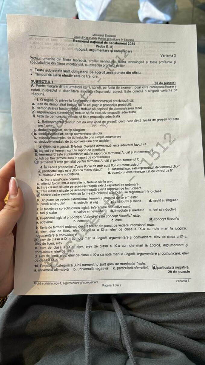 Subiecte și bareme BAC Logică 2024, publicate pe Edu. Ce exerciții au ...