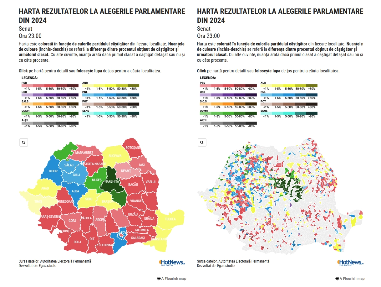 Rezultate oficiale alegeri parlamentare 2024: grafice interactive cu date votare pe județ și ...