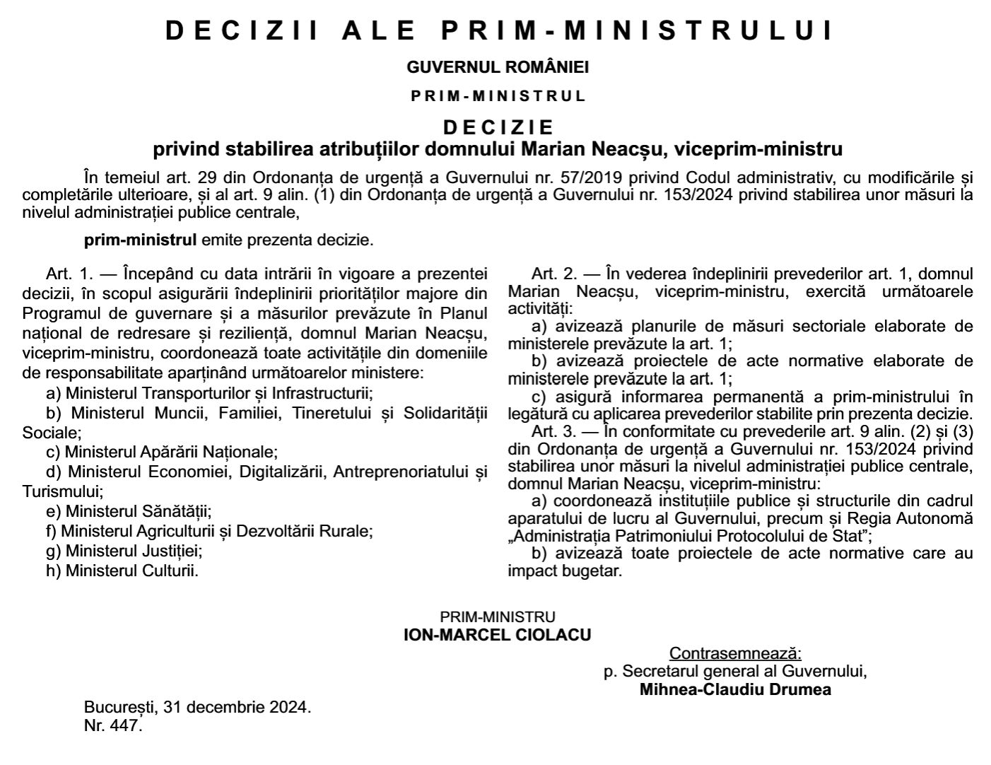 Ce puteri vor avea cei trei vicepremieri din Guvernul Ciolacu 2: Marian ...