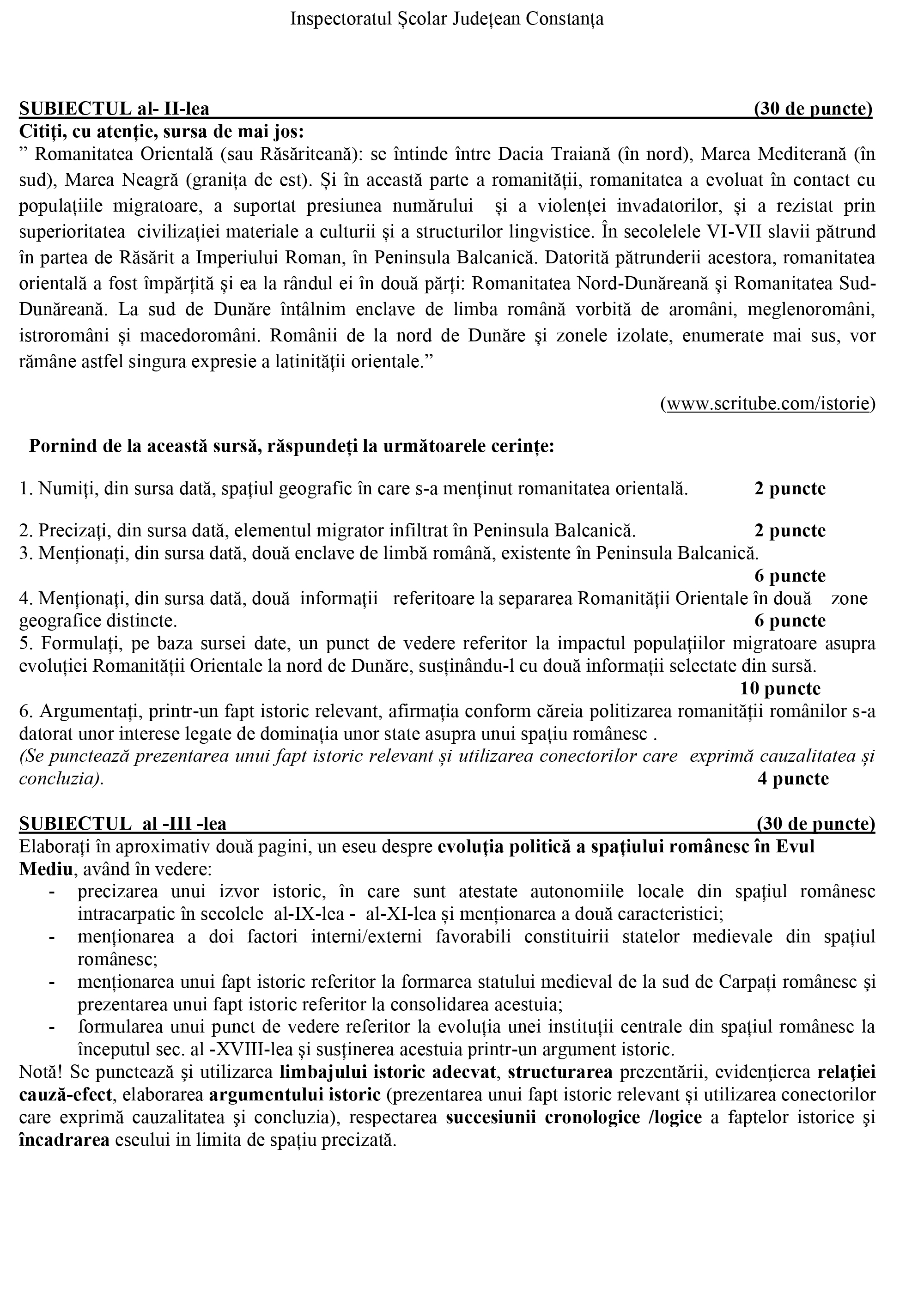 Bacalaureat 2025. Modele de subiecte și bareme la Istorie – teste de ...