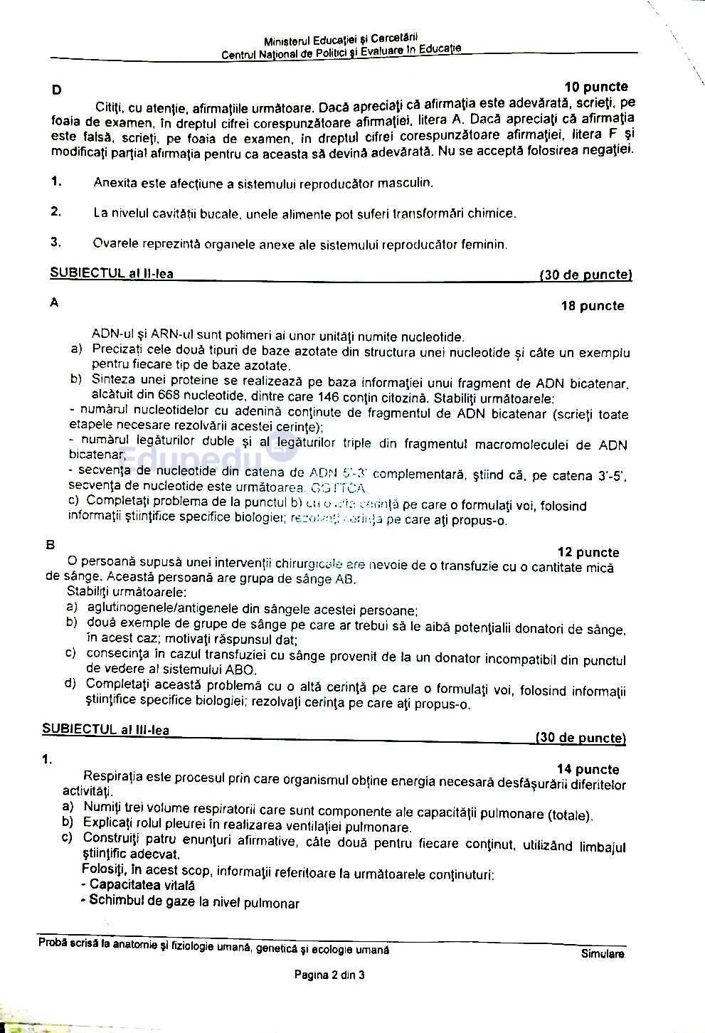 Simulare BAC 2025. Ce subiecte au primit elevii de clasa a XII-a la Biologie - HotNews.ro