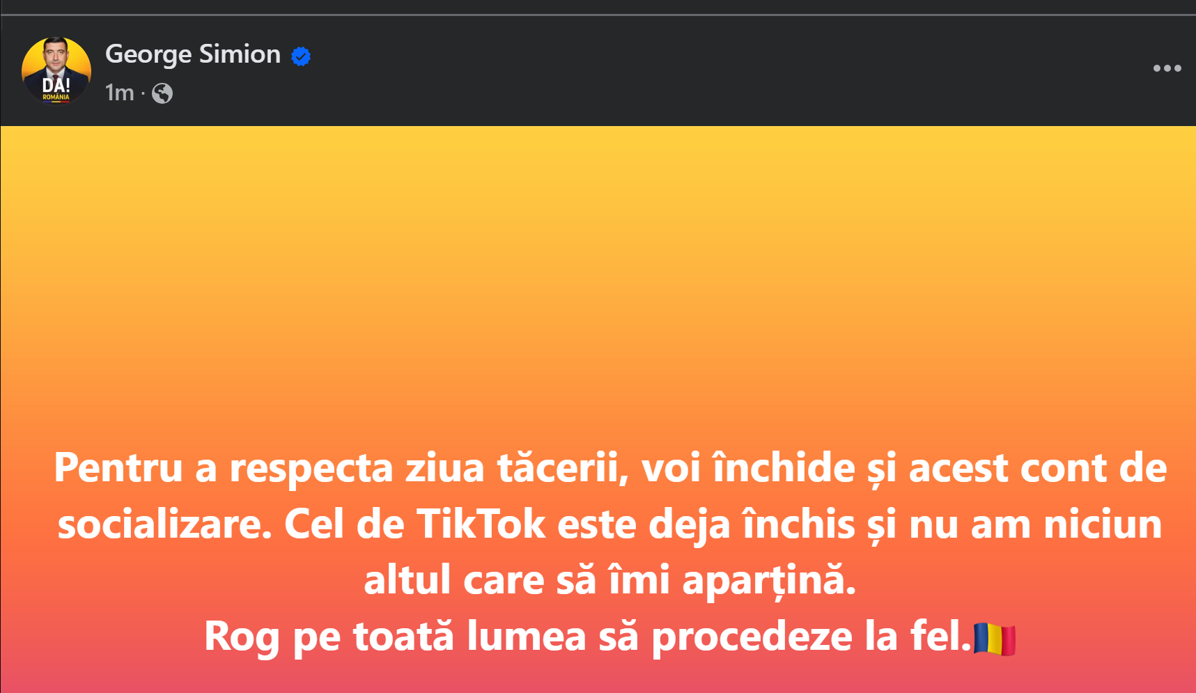 George Simion anunță că-și închide și contul de Facebook, după cel de TikTok. Ce motiv aduce ...