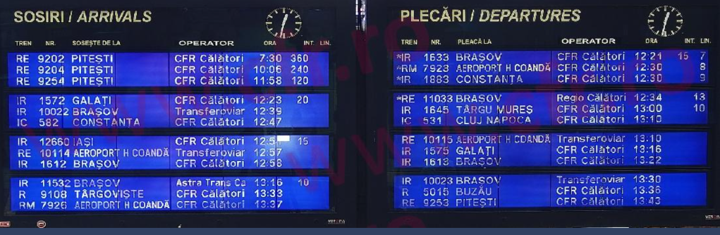 Cum arată panoul de sosiri și plecări din Gara de Nord. Întârzieri ...