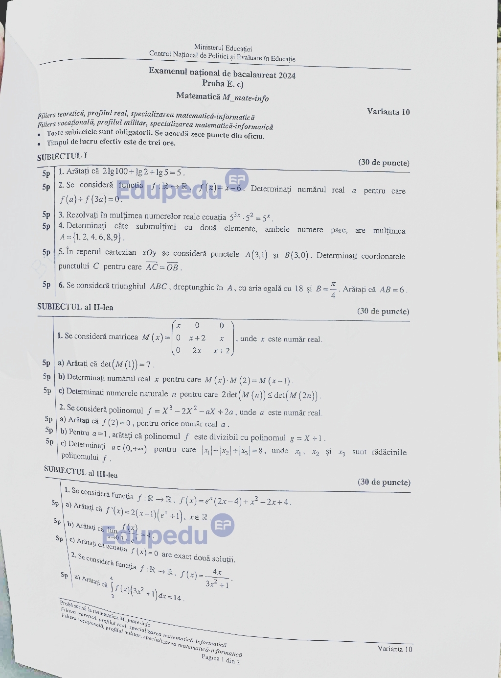 Subiecte BAC Matematică 2025. Ce le-a picat elevilor la Matematică la ...