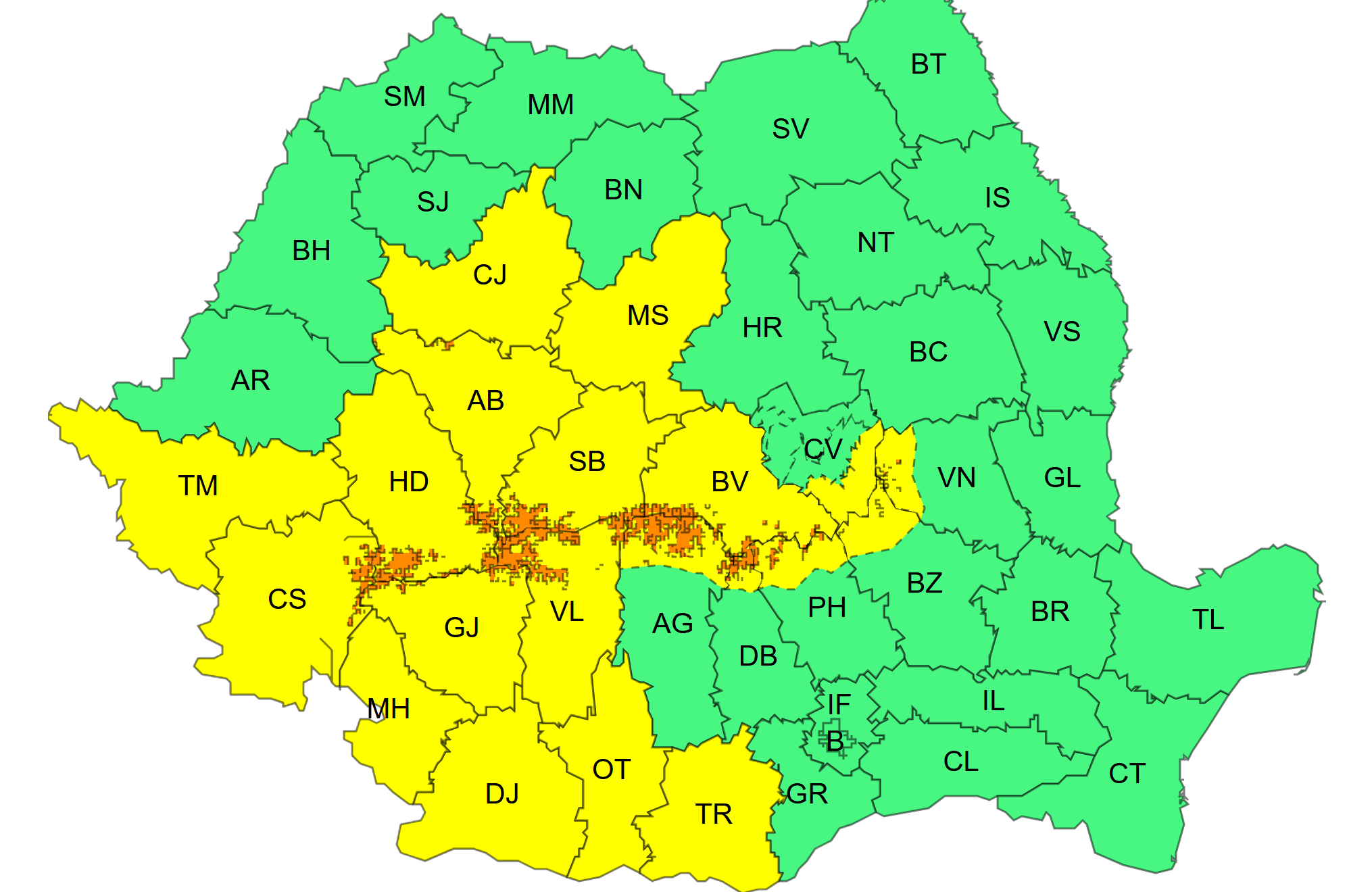 ANM a emis 8 coduri portocalii și galbene de zăpadă, viscol și vânt ...