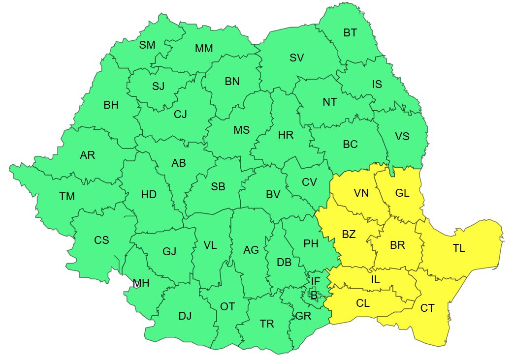 Weekend cu vânt intens și ploi. Cod galben de vânt în București și alte ...